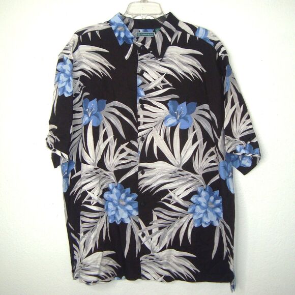 Cubavera | Shirts | Cubavera Shirt Mens Xxl Black Blue White Floral ...